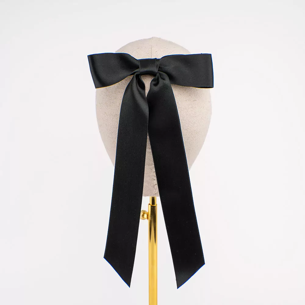 Black Silk Ribbon Bow Long Kate Harris Design