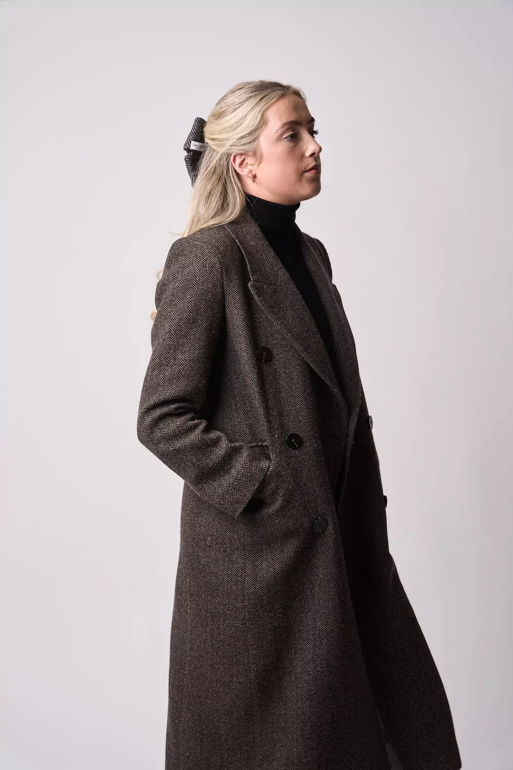 'The Grey Herringbone' Donegal Tweed Sailor Bow - Kate Harris Design