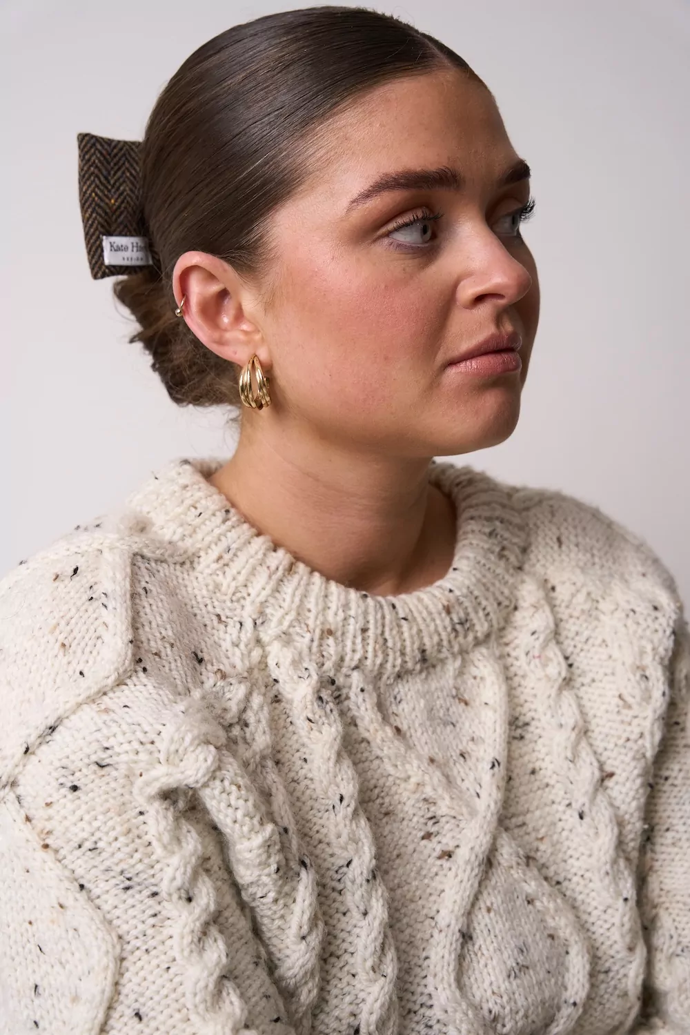 'The Herringbone' Boutique Donegal Tweed Bow - Kate Harris Design